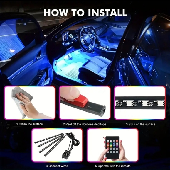 Car Audio, Video & GPS | 4 Line Rgb Usb Under Dash Car Interior Led ...
